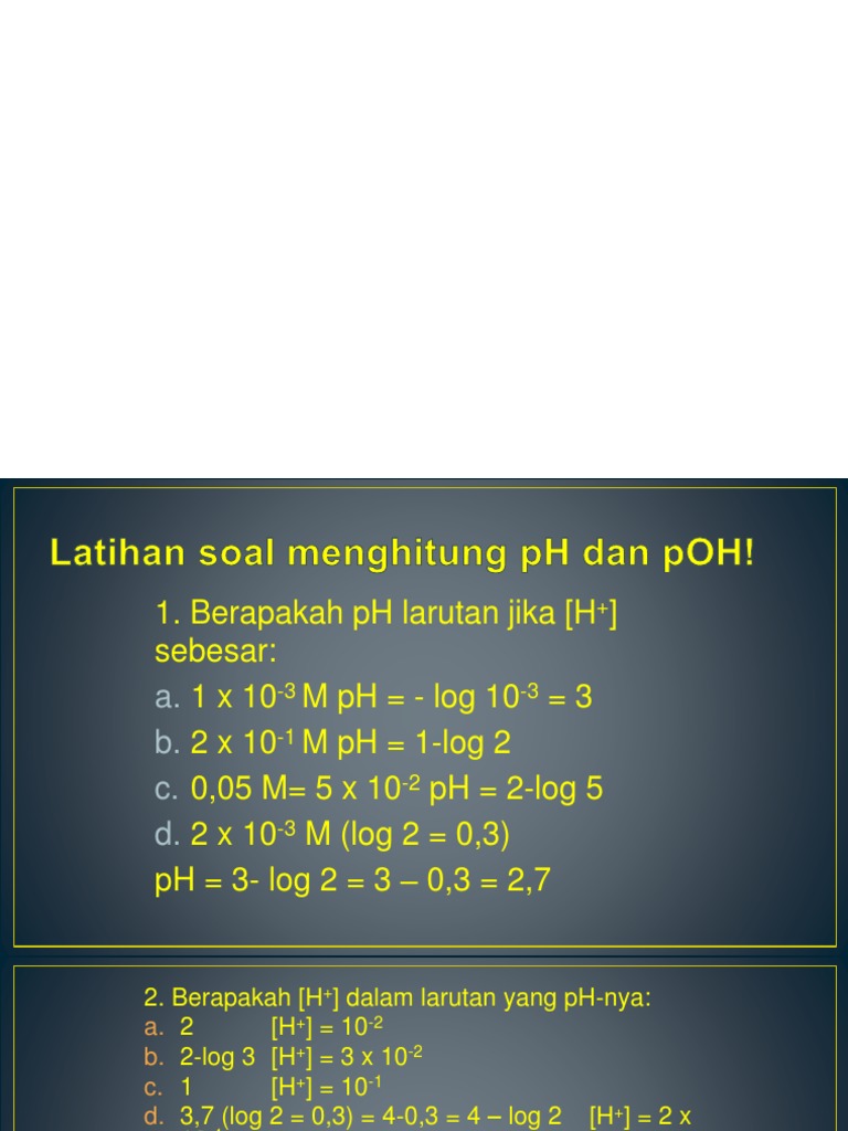 Latihan Menghitung Ph Dan Poh Larutan Pdf Applied And