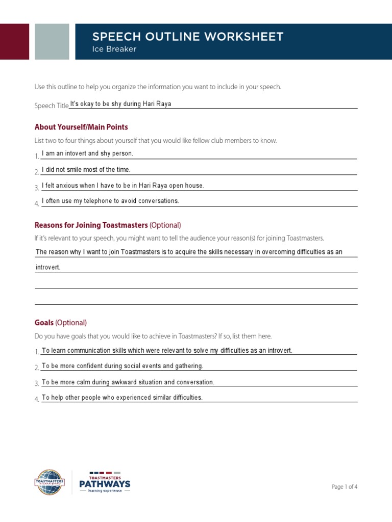 Draft Icebreaker Speech | PDF | Conversation | Psychological Concepts