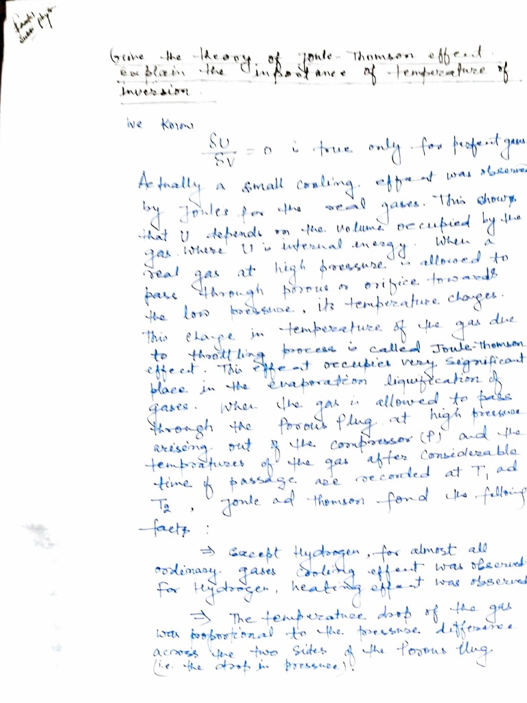 DR K B Singh Final Lecture Notes UG I - Joule Thompson Effects | PDF