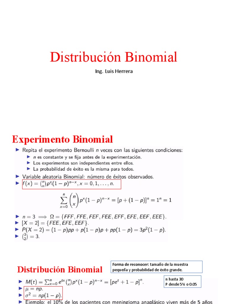 Distribucion Binomial, Hipergeometrica y Poisson Clase | PDF | Distribución de veneno ...