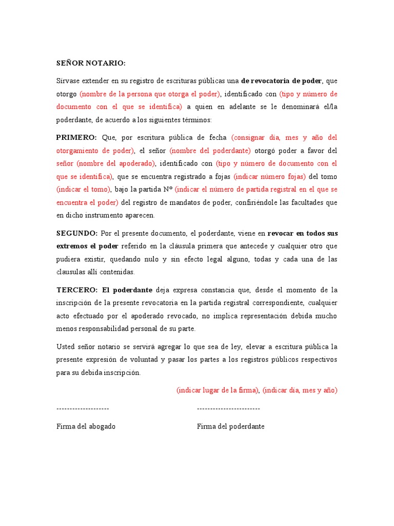 REVOCATORIA-DE-PODER - Modelo | PDF