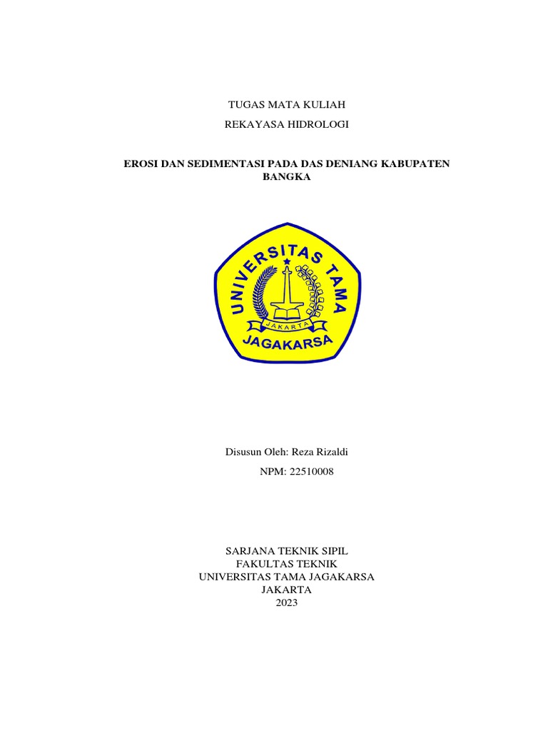 Reza Rizaldi NPM-22510008 (Erosi Dan Sedimentasi Pada Das Deniang Kabupaten Bangka) | PDF