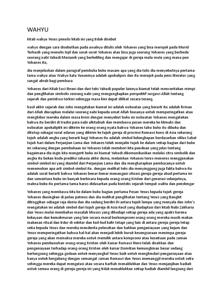 GAMABARAN KISAH DAN ISI KITAB WAHYU | PDF