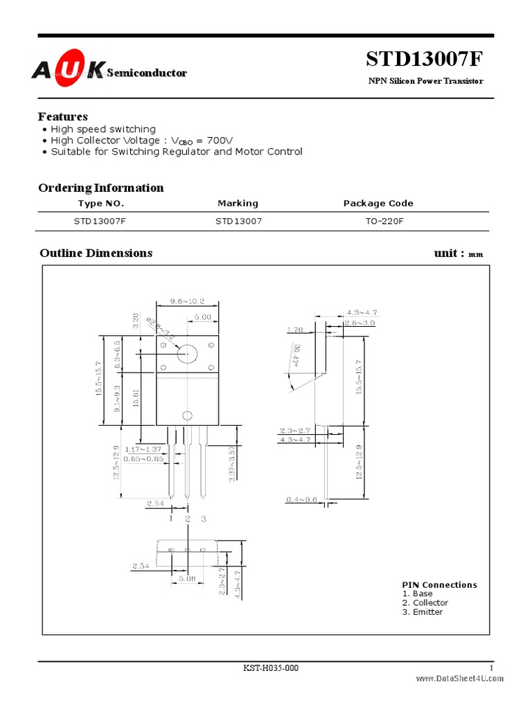 Datasheet | PDF | Bipolar Junction Transistor | Electrical Engineering