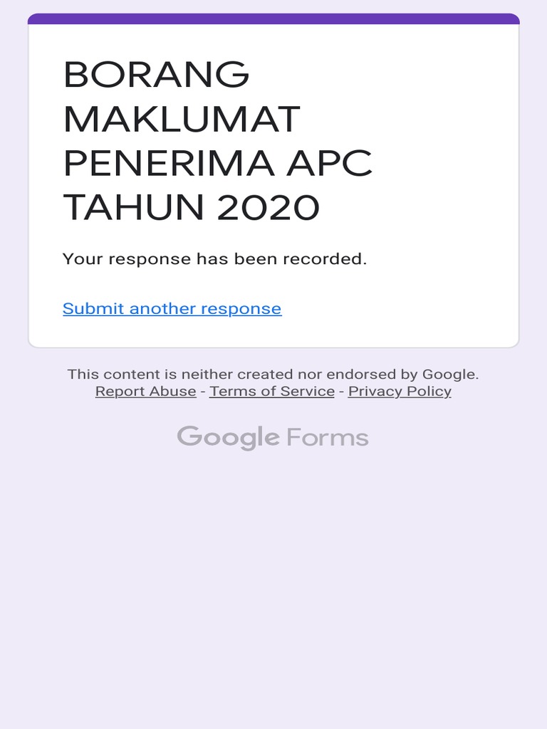 Borang Maklumat Penerima Apc Tahun 2020 | PDF