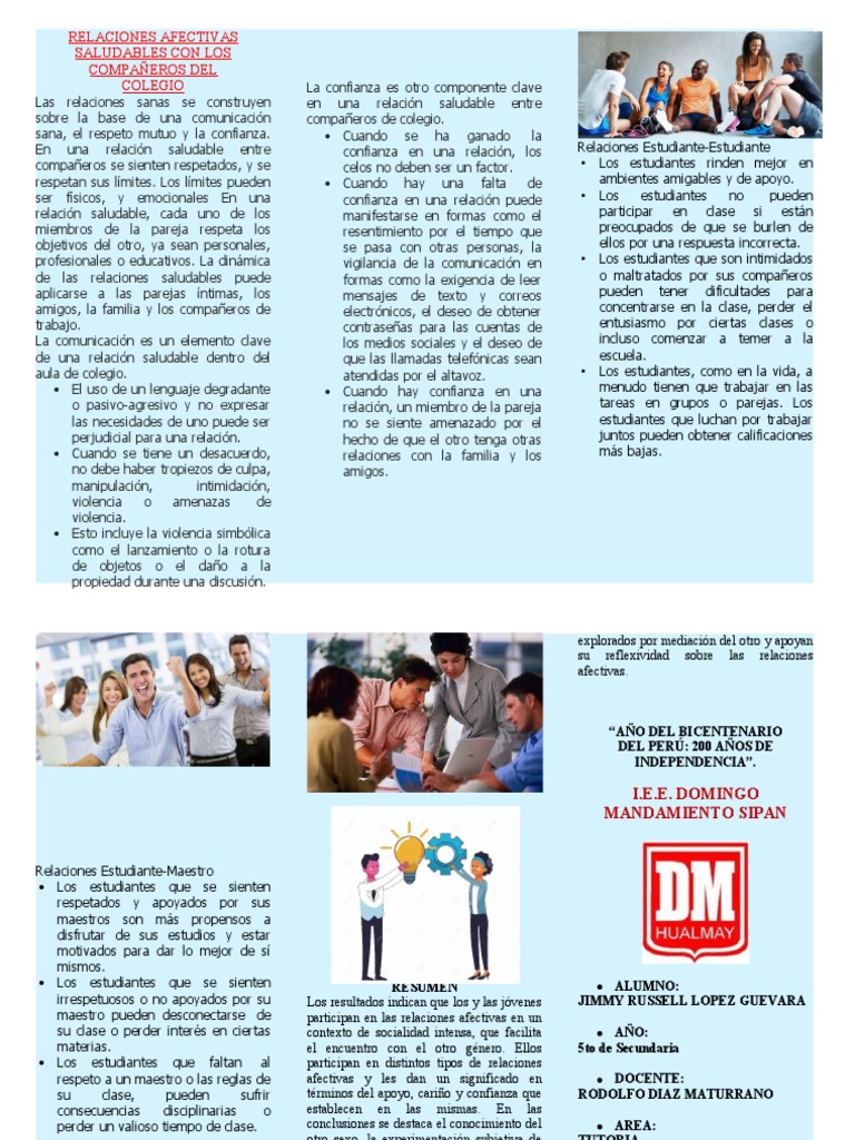 Triptico RELACIONES | PDF | Psicología Social