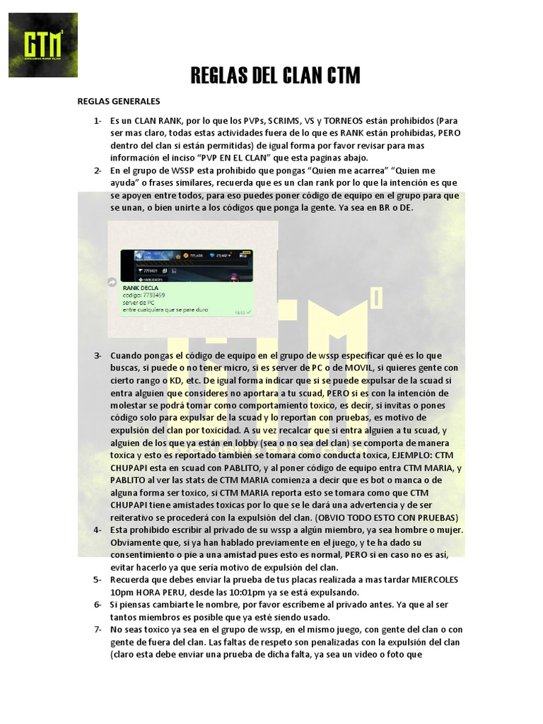 Reglas Del Clan CTM | PDF