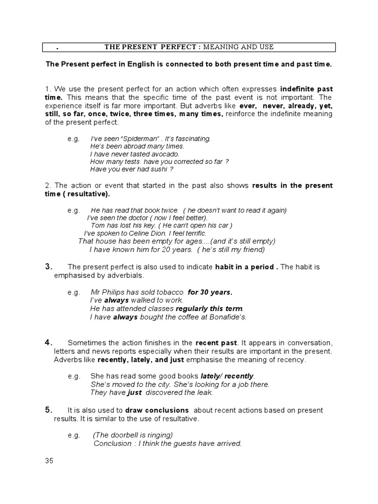 Cartilla 2023- Parte 2 Present Perfect | PDF | Perfect (Grammar ...