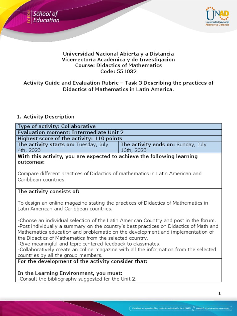 Activity Guide and Evaluation Rubric - Unit 2 - Task 3 - Describing The Practices of Didactics ...