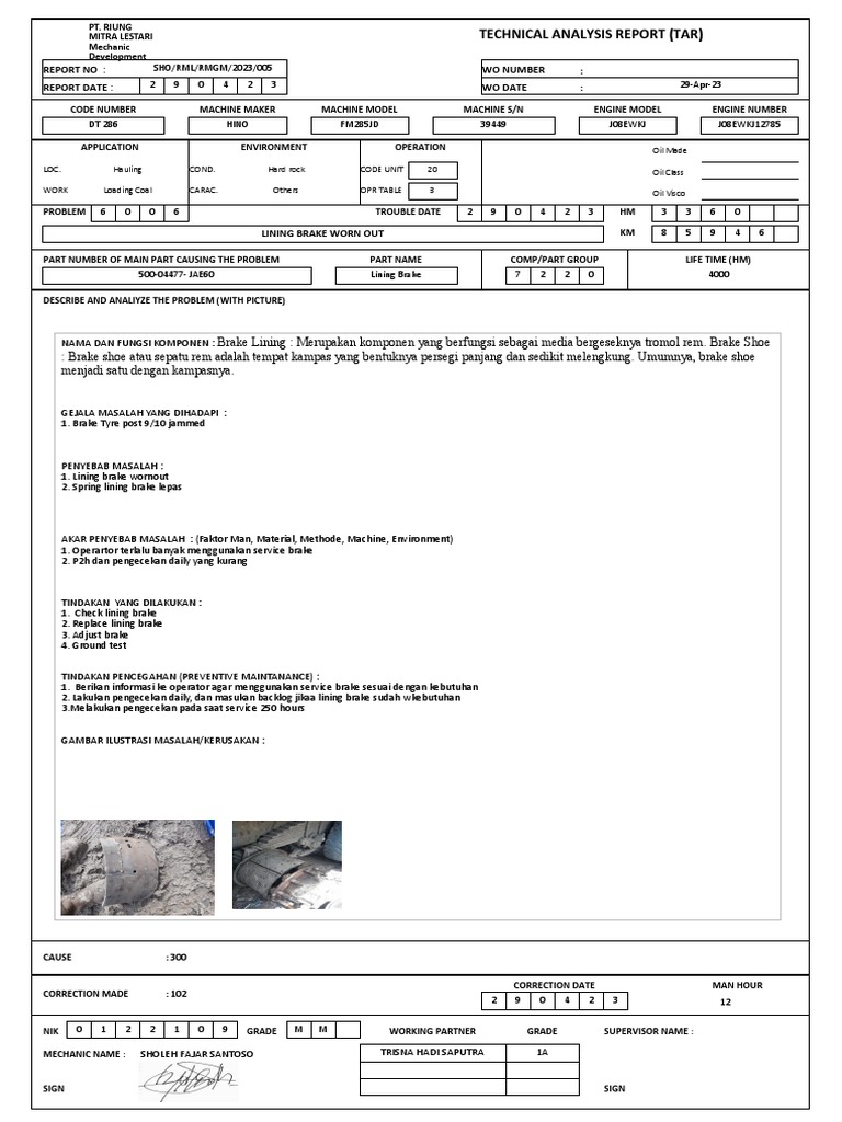 Form Tar Sholeh Fajar Santoso 05 | PDF | Clutch | Steering