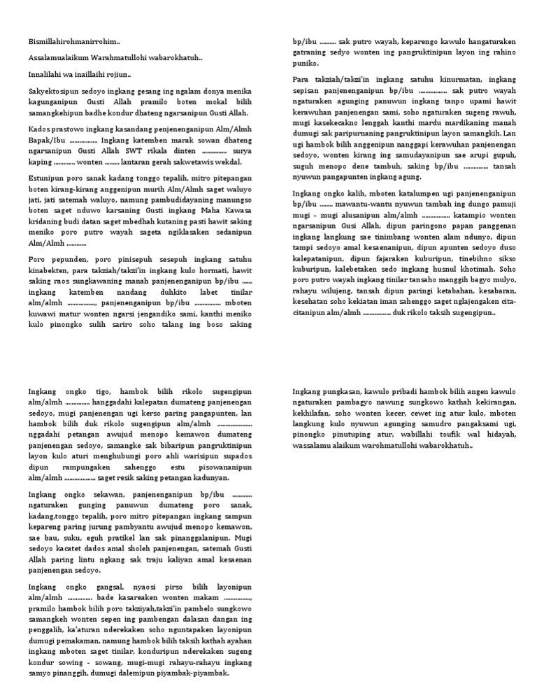 Atur Pambagyo Kematian | PDF