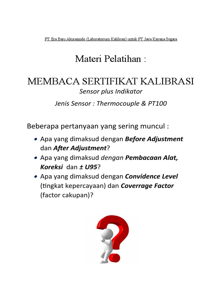 Membaca Sertifikat Kalibrasi Java Kanaya | PDF