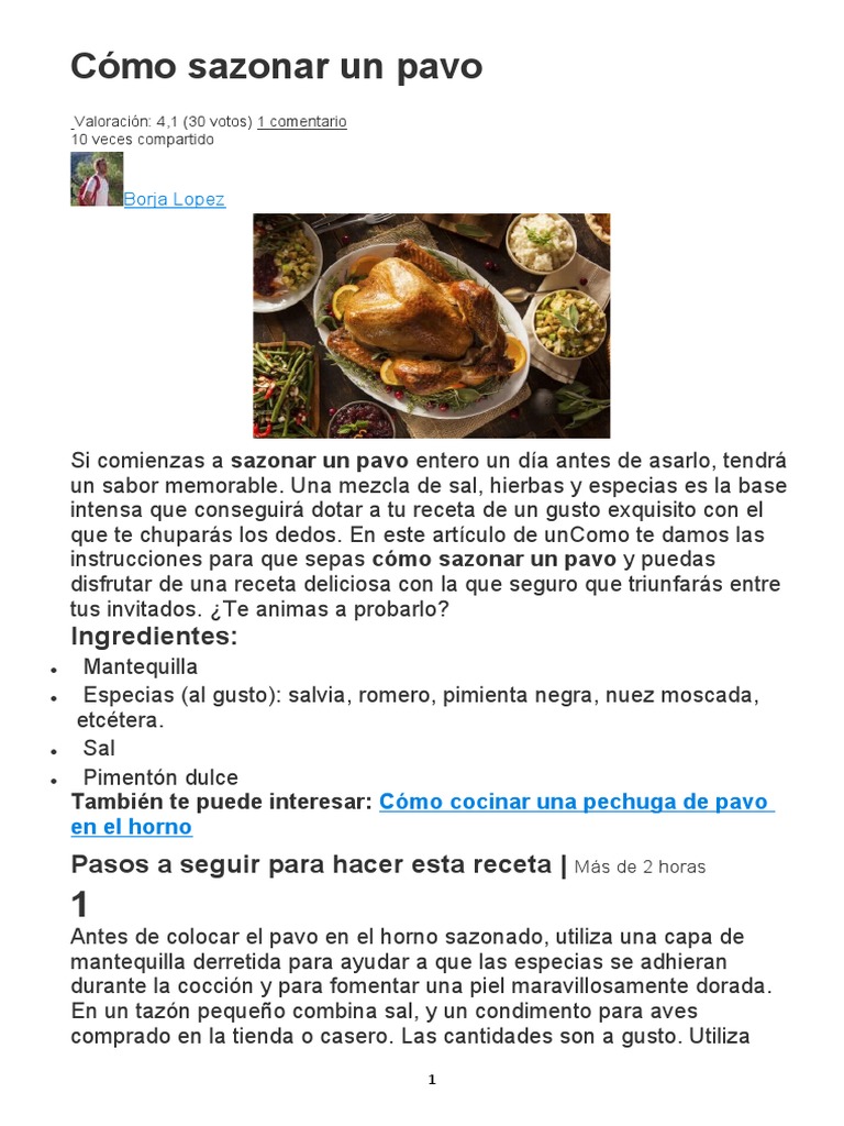 Cómo sazonar un pavo | PDF | especia | sal