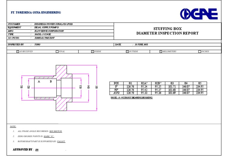 Stuffing Box Diameter Inspection Report | PDF