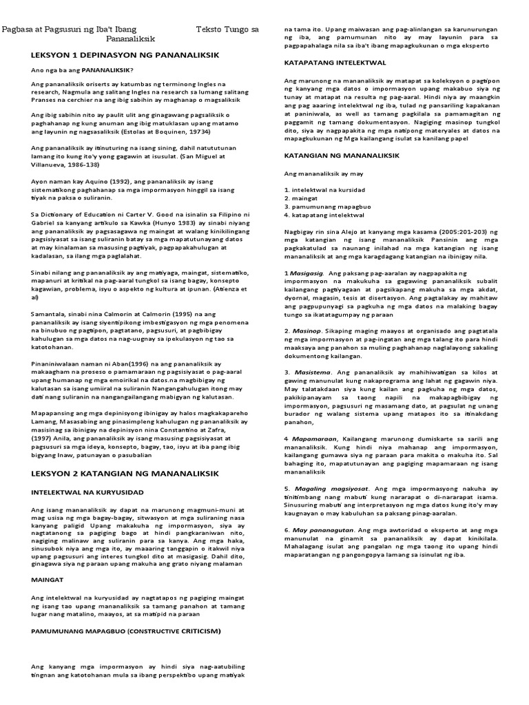 Pagbasa at Pagsusuri NG Iba | PDF