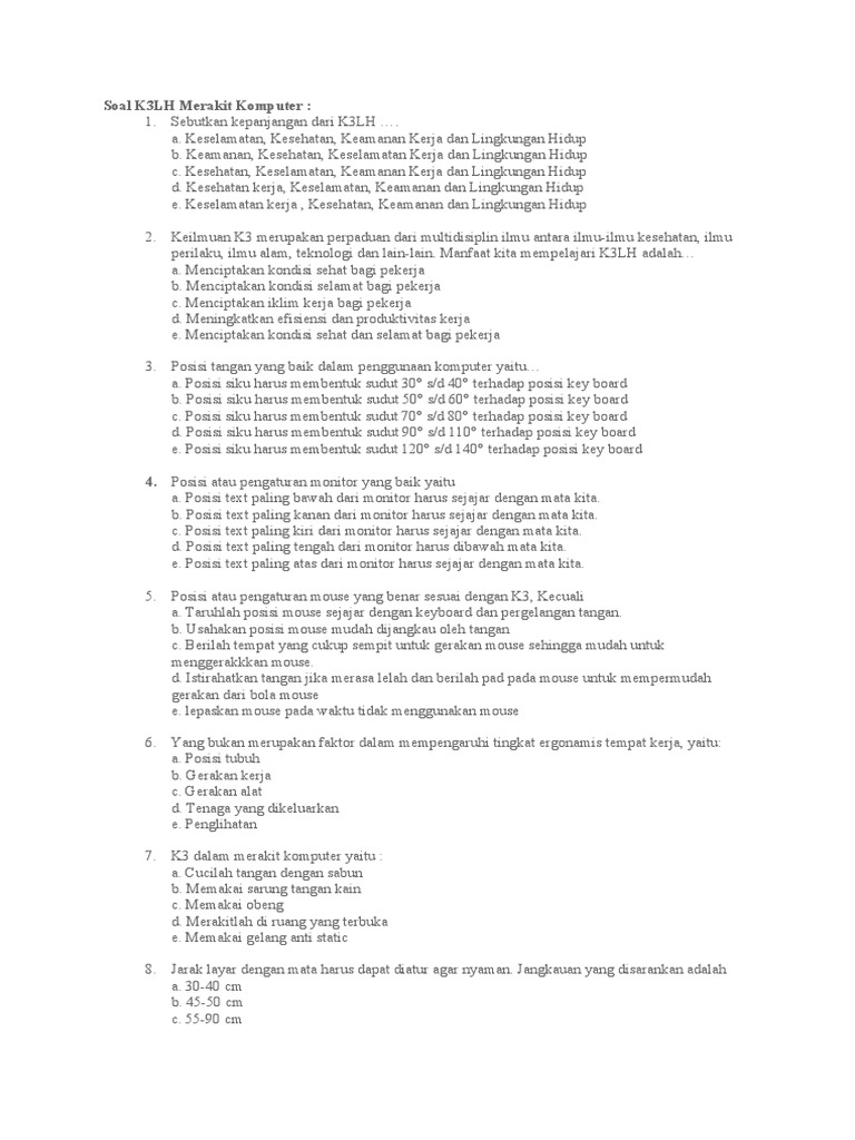 2 - Soal K3LH Merakit Komputer | PDF