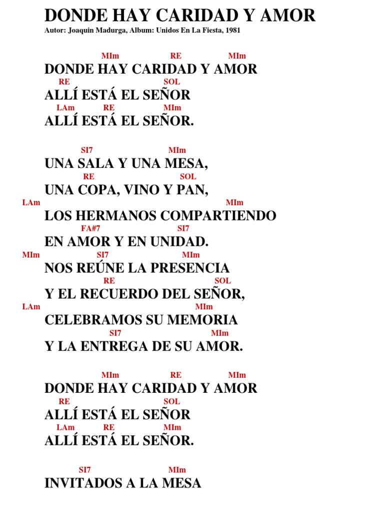 Donde Hay Caridad y Amor | PDF | Amor | Jesús