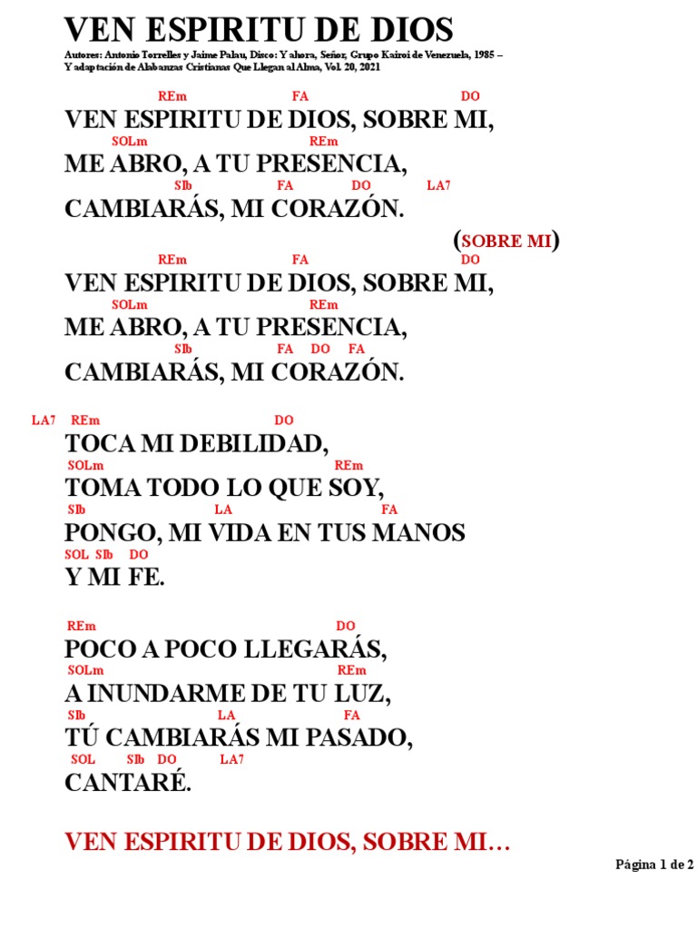 Ven Espiritu de Dios | PDF