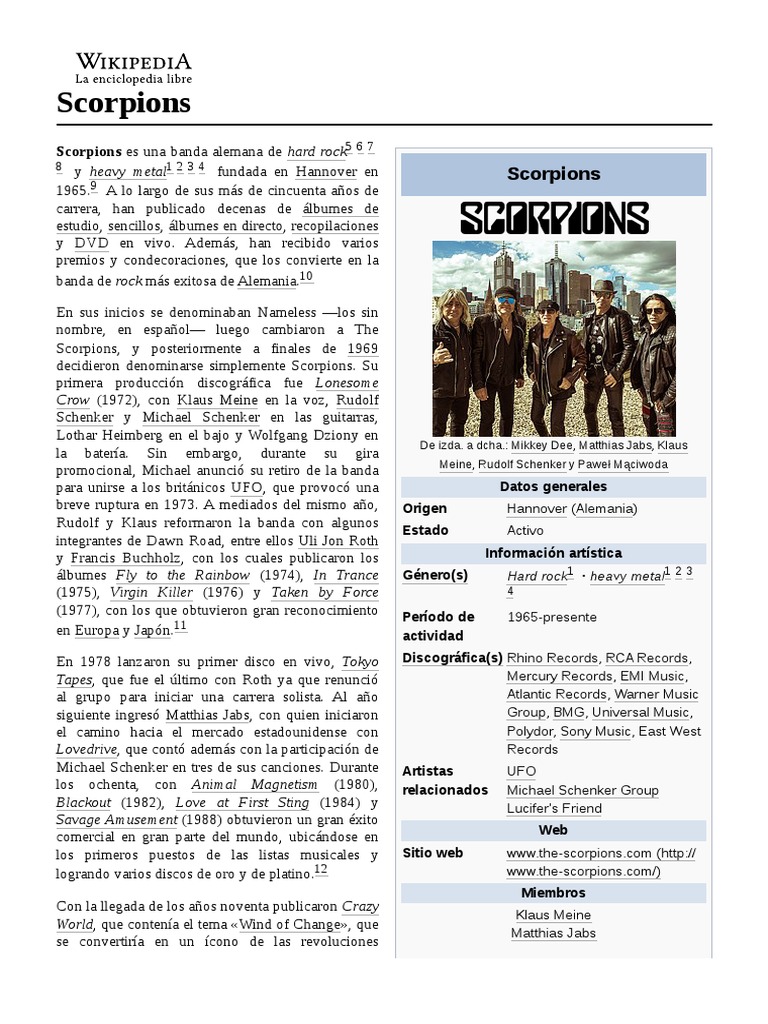 Scorpions | PDF | Estilos de música británicos | Piedra dura
