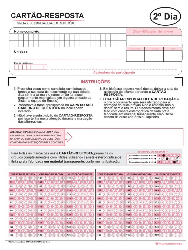 gabarito ENEM - 2° DIA | PDF