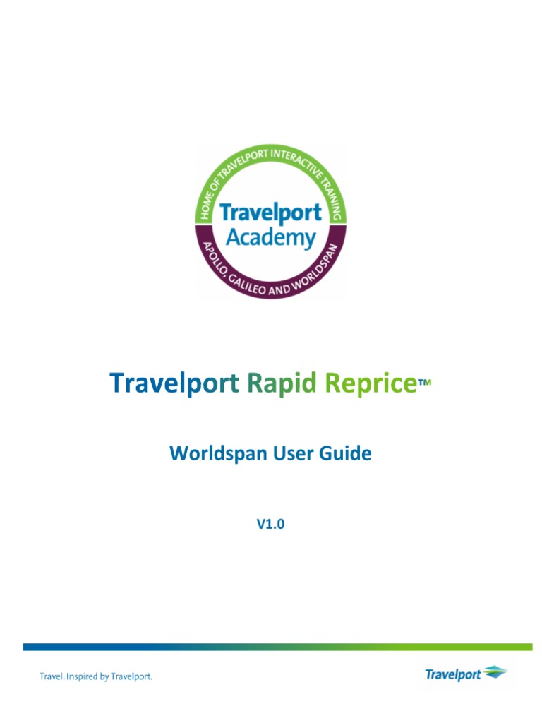 Travelport Rapid Reprice Worldspan Agent User Guide v1. | PDF ...