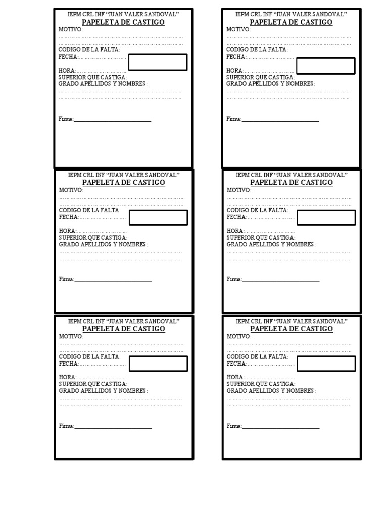 Papeleta de Castigo | PDF