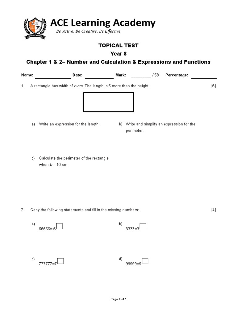 C1,2 Test | PDF | Area | Elementary Mathematics