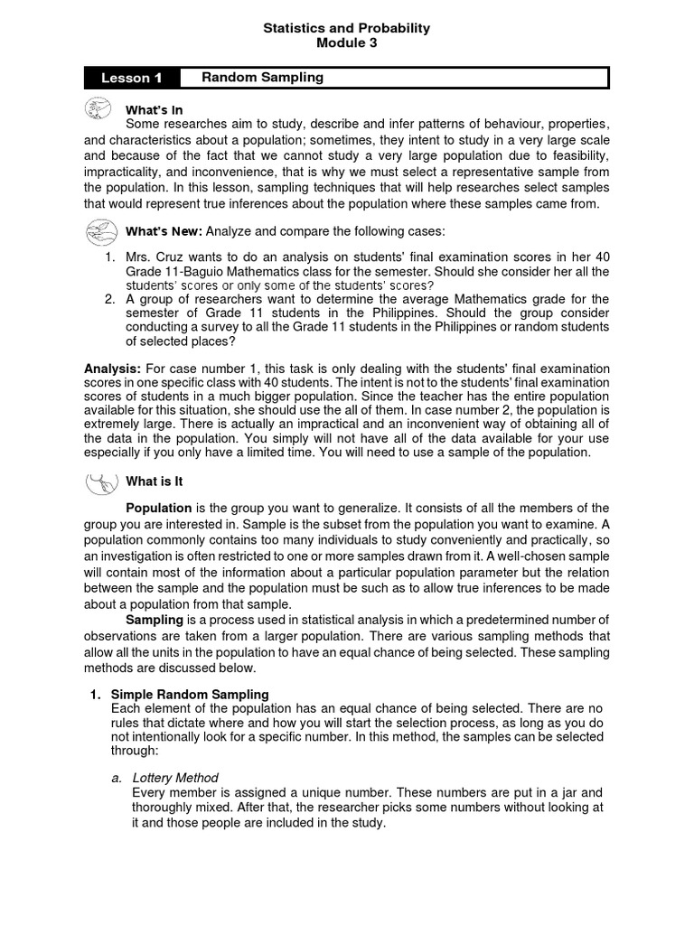 Statistics and Probability Module 3 Modified | PDF | Sampling (Statistics) | Variance