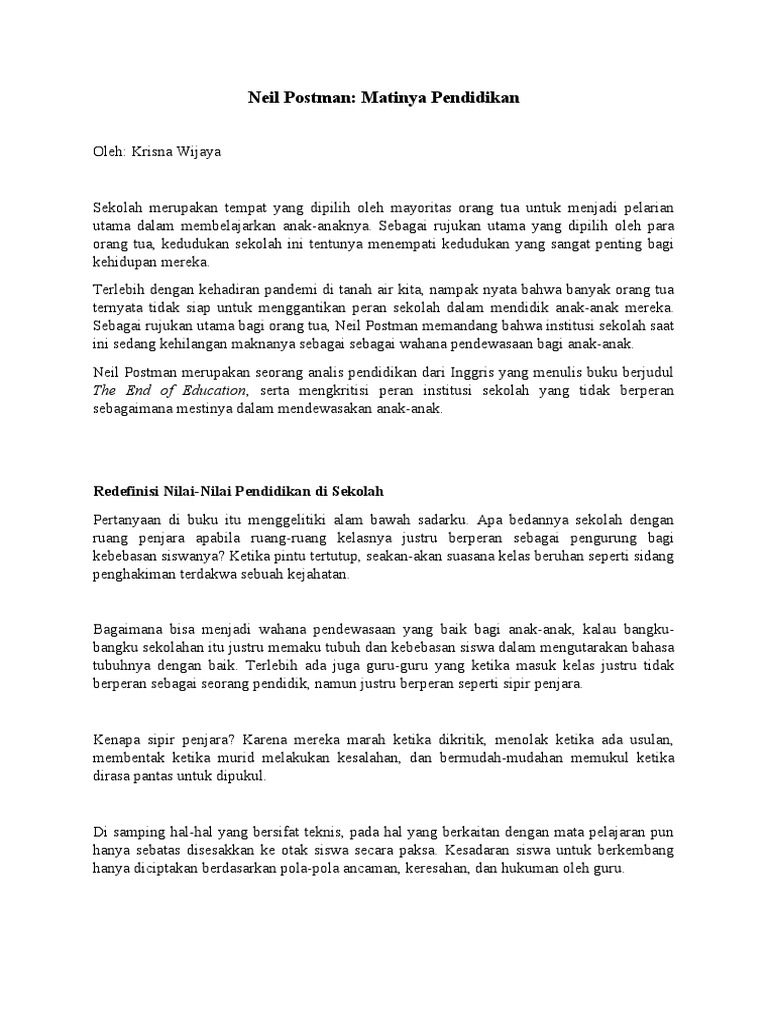 Matinya Pendidikan | PDF | Kesehatan Holistik