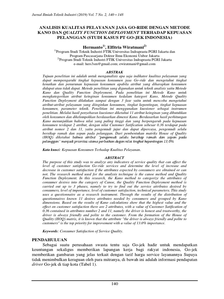 Analisis Kualitas Pelayanan Jasa Go-Ride Dengan Me | PDF | Karier & Perkembangan