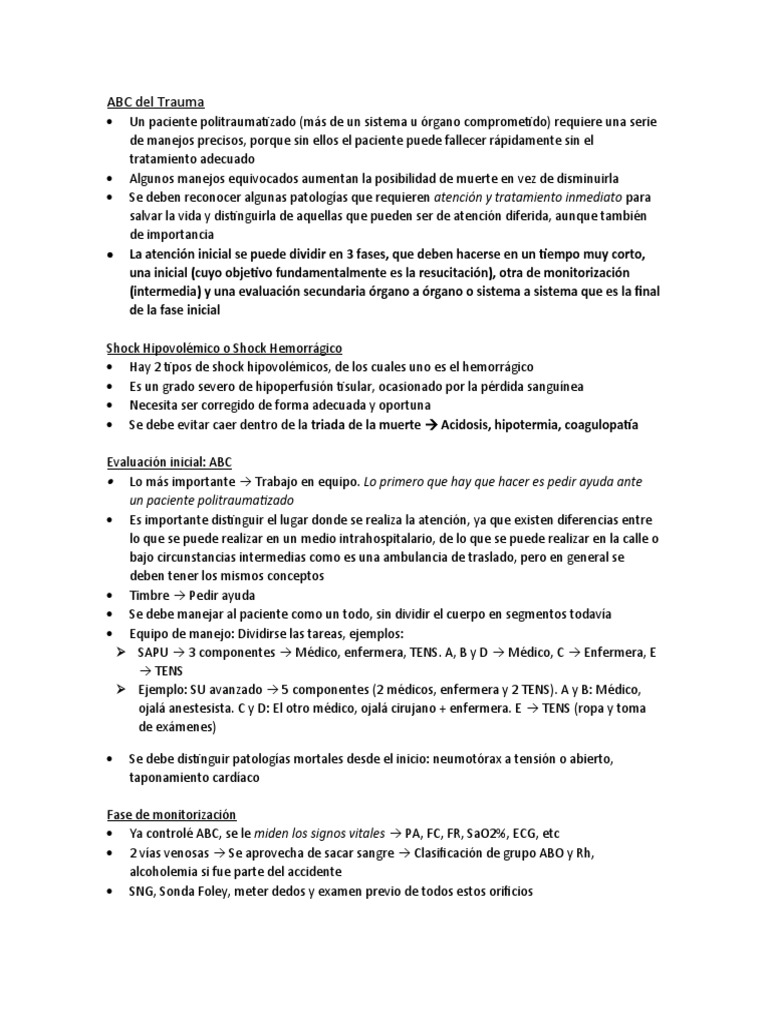 ABC Del Trauma y Manejo | Descargar gratis PDF | Lesión | Causas de la ...