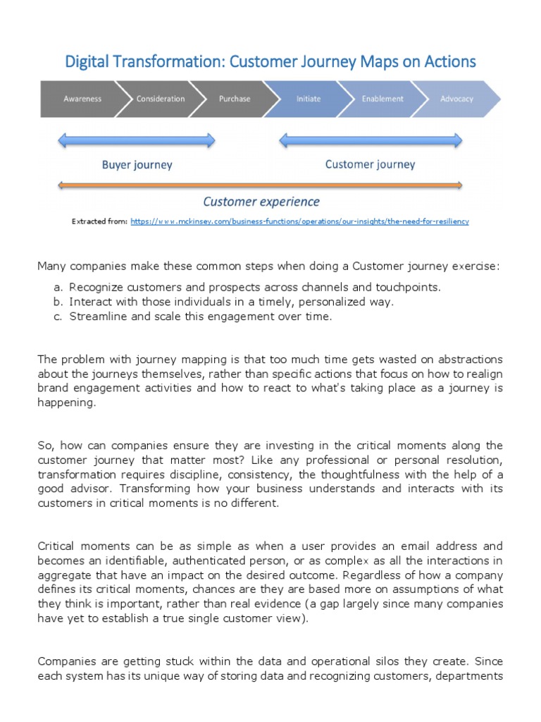 Digital Transformation - Customer Journey Maps and Actions | PDF ...