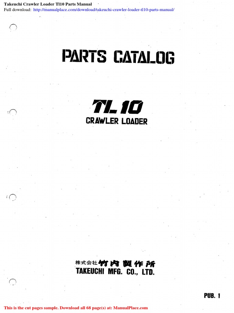 Takeuchi TL10 Parts Manual Download | PDF
