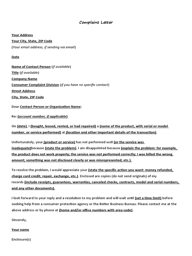 Complaint Letter | PDF | Receipt | Complaint