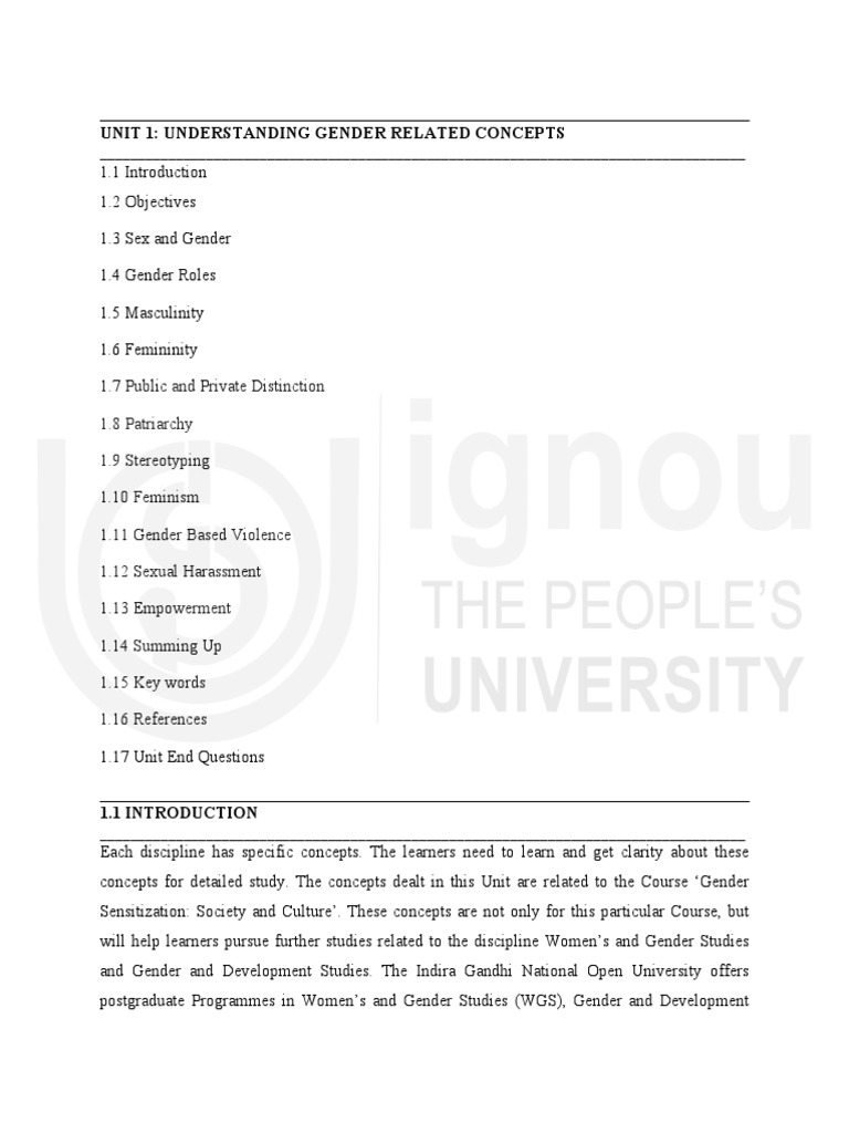 Unit 1 Understanding Gender Related Concepts | PDF | Gender Studies ... Unit 1 Understanding Gender Related Concepts | PDF | Gender Studies ...