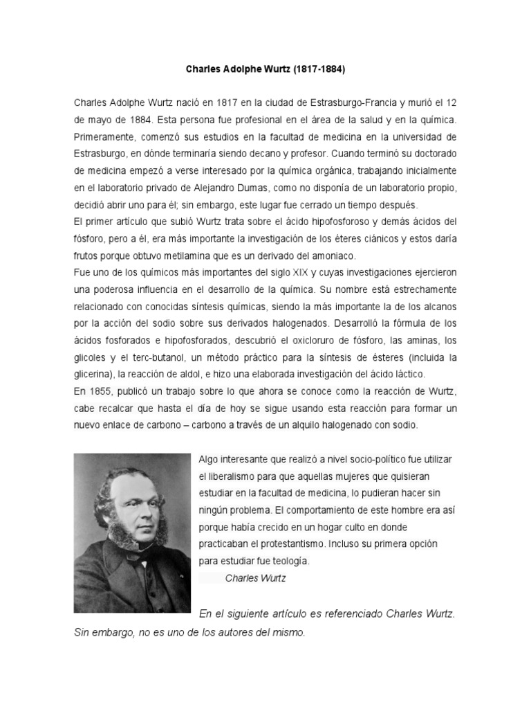 Charles Adolphe Wurtz. Adriano Castro | PDF | Ciencias fisicas ...