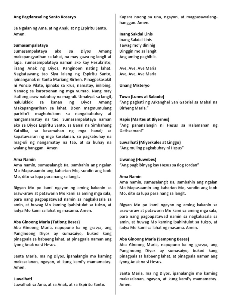 Ang Pagdarasal Ng Santo Rosaryo | PDF
