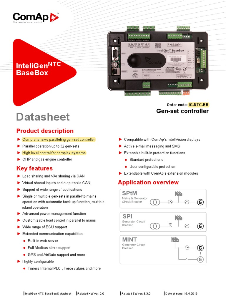 InteliGen-NTC-BaseBox-Datasheet - IG-NTC-BB | PDF | Power Supply | C (Programming Language)