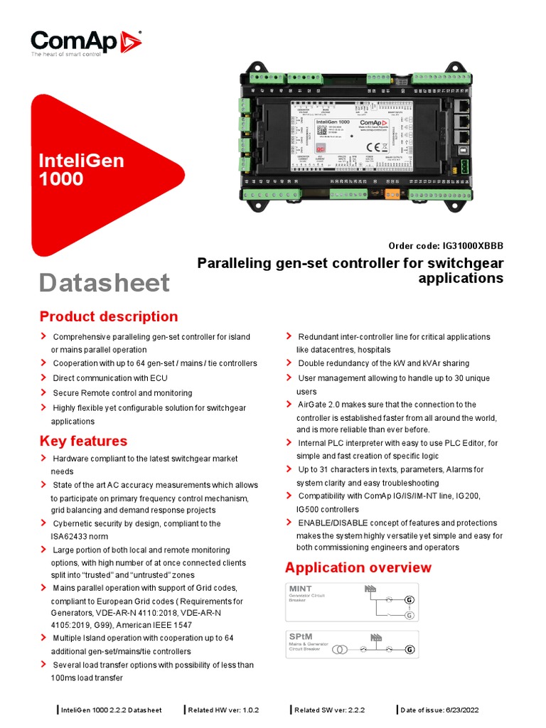 InteliGen-1000-2-2-2-Datasheet_2 | PDF | Power Supply | Relay