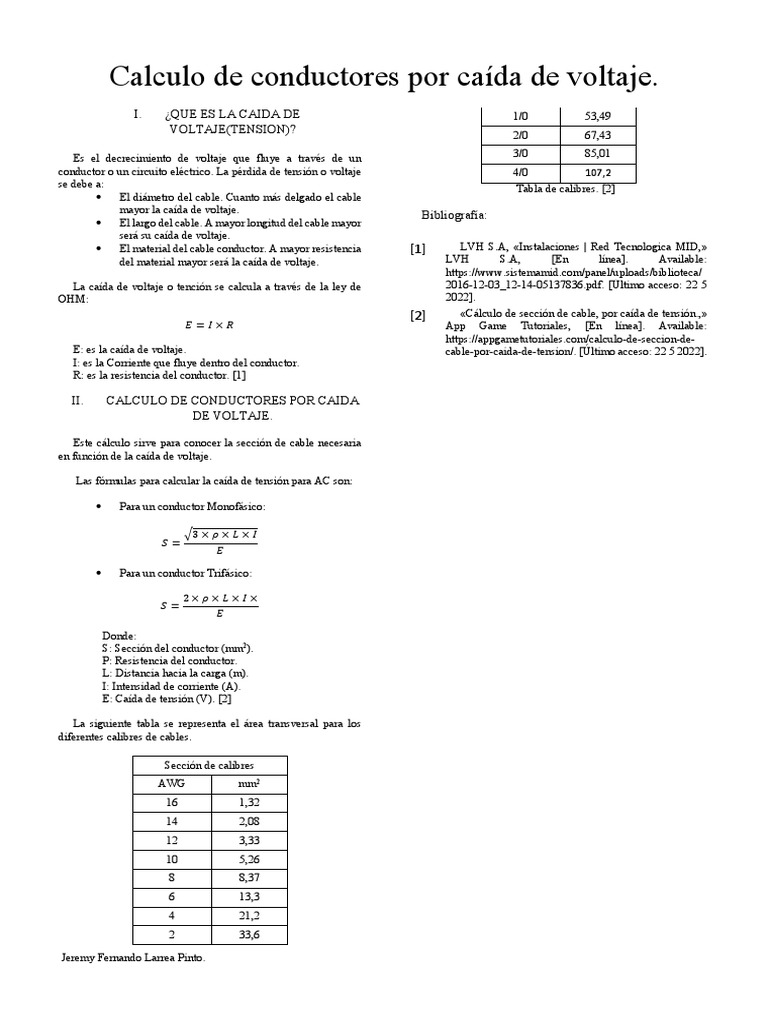 Cálculo de Conductores Eléctricos | PDF | voltaje | Corriente eléctrica