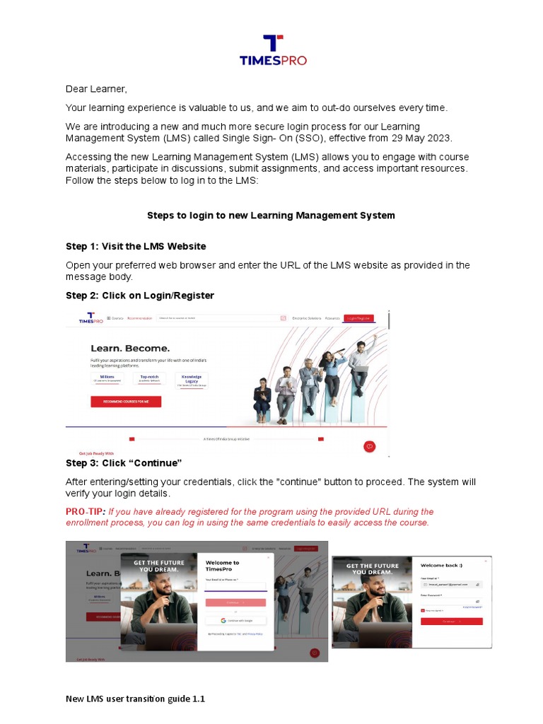New LMS Login - Step Guide | PDF
