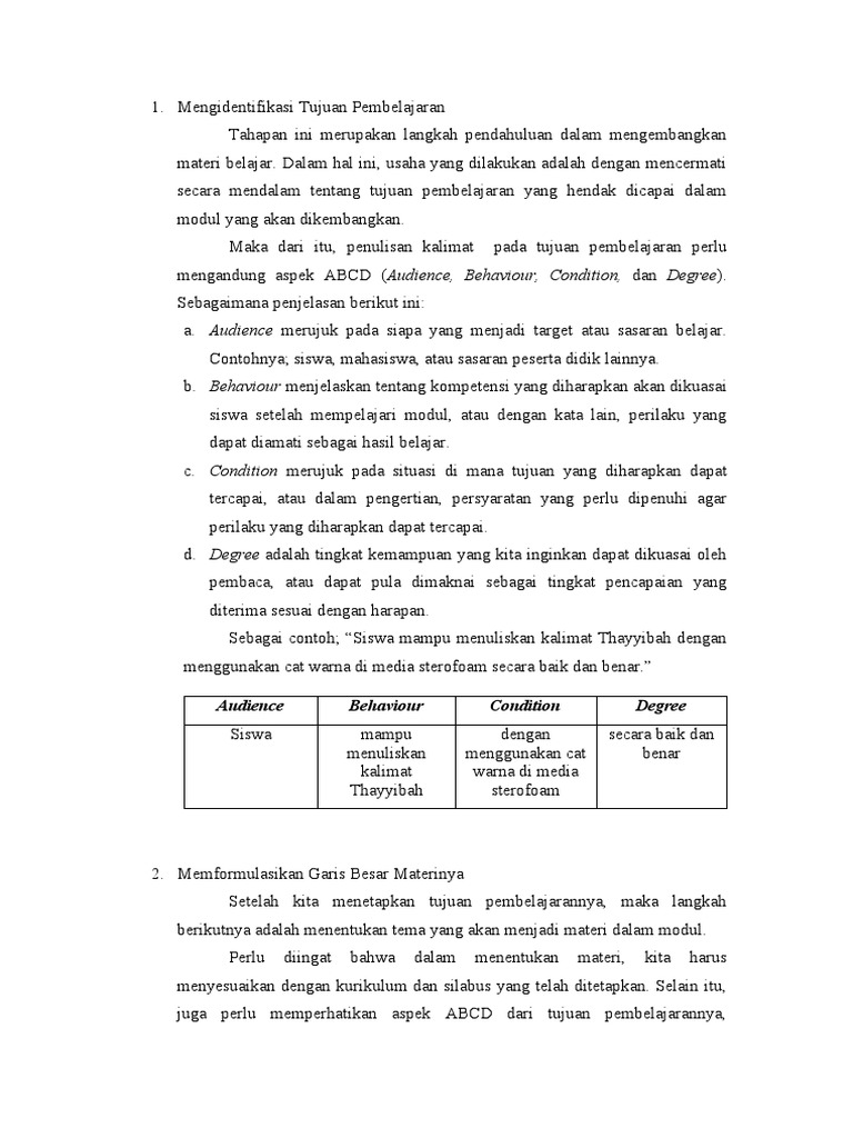 Tahapan Penyusunan Modul | PDF