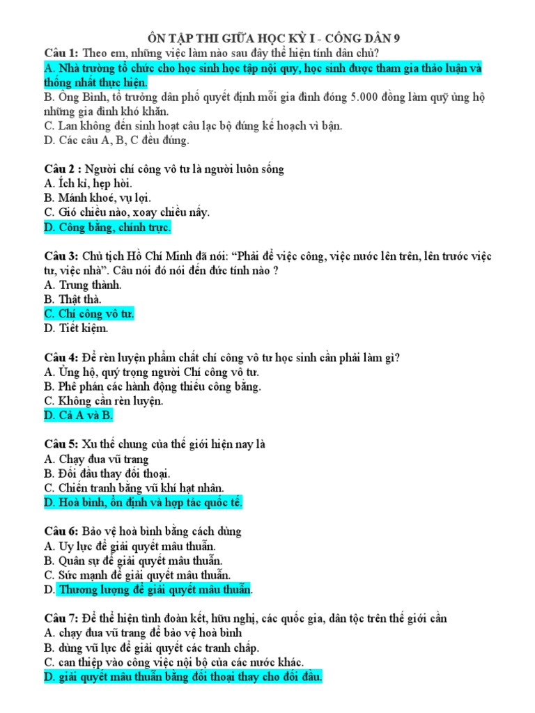 Đề cương Gdcd 2 | PDF