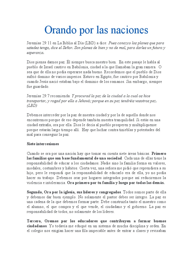 Orando Por Las Naciones | PDF | Oración | David