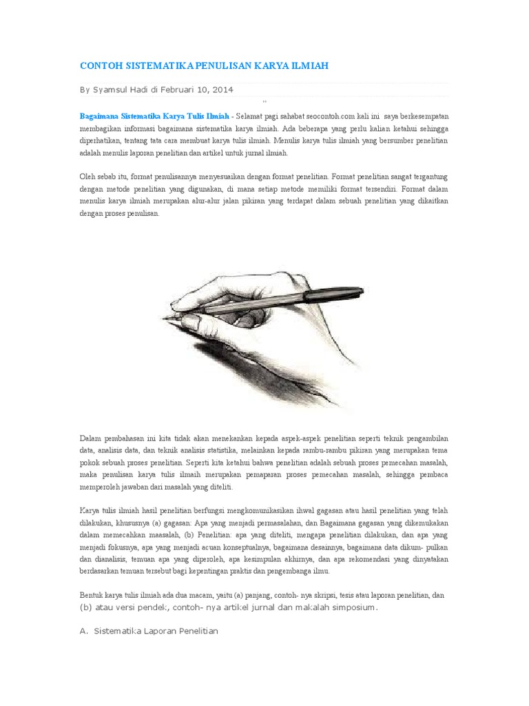 CONTOH SISTEMATIKA PENULISAN KARYA ILMIAH | PDF