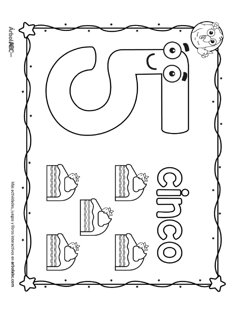 Número 5 para colorear _ Árbol ABC | PDF