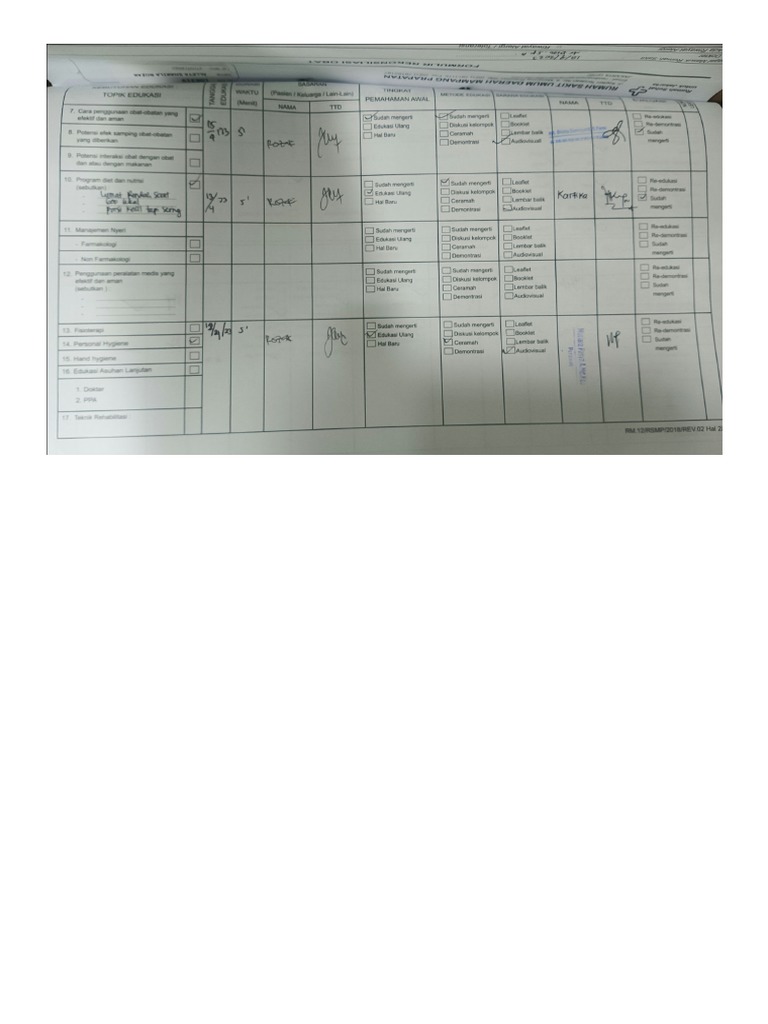 Form Edukasi Gizi Pasien | PDF