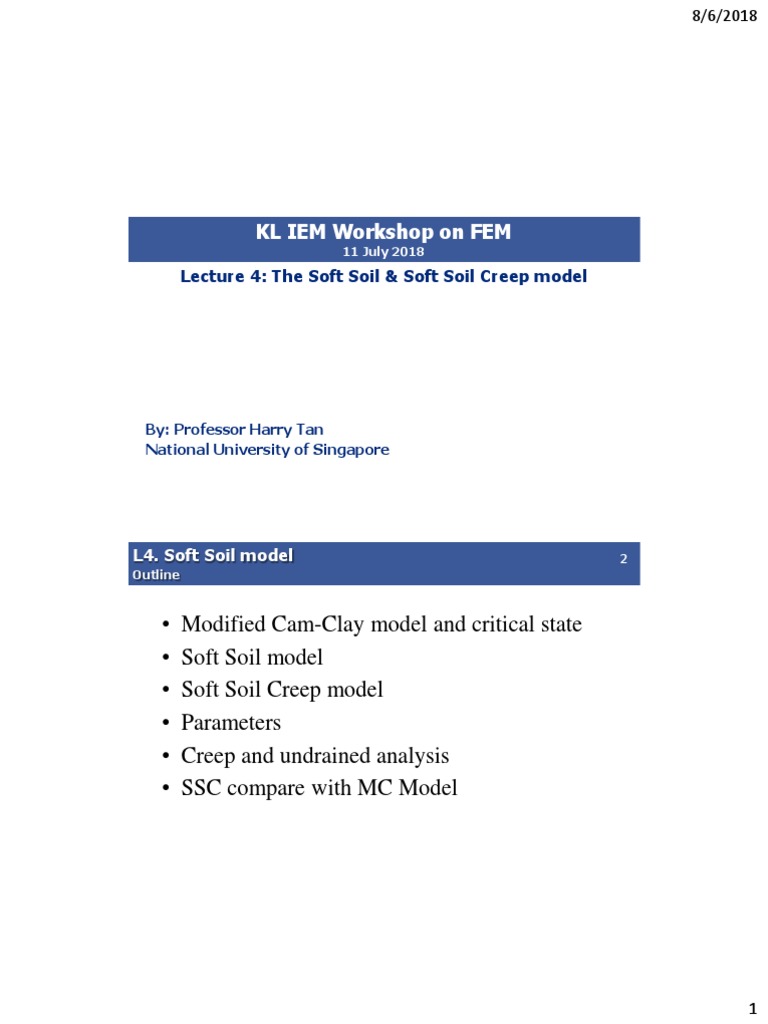 L4 - Soft Soil and Creep Models | PDF | Deformation (Engineering ...