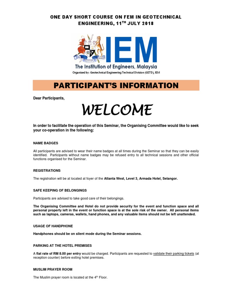 Participants Information & Acknowledgement | PDF | Geotechnical ...