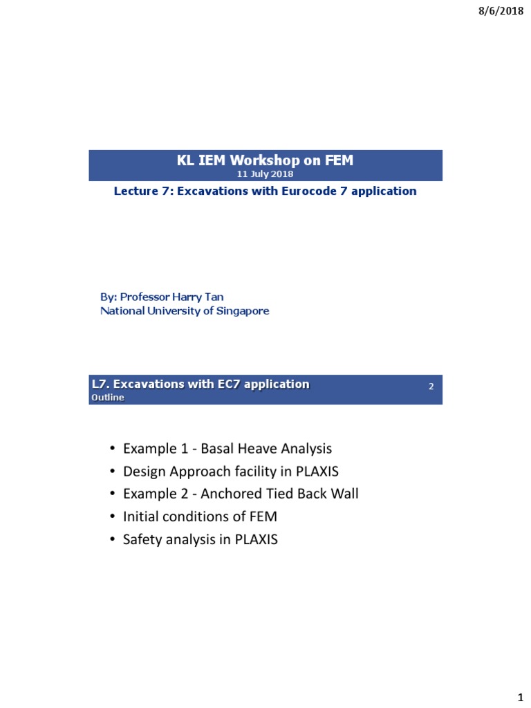 L7 - EC7 Deep Excavations in Plaxis | PDF | Deep Foundation | Geotechnical Engineering